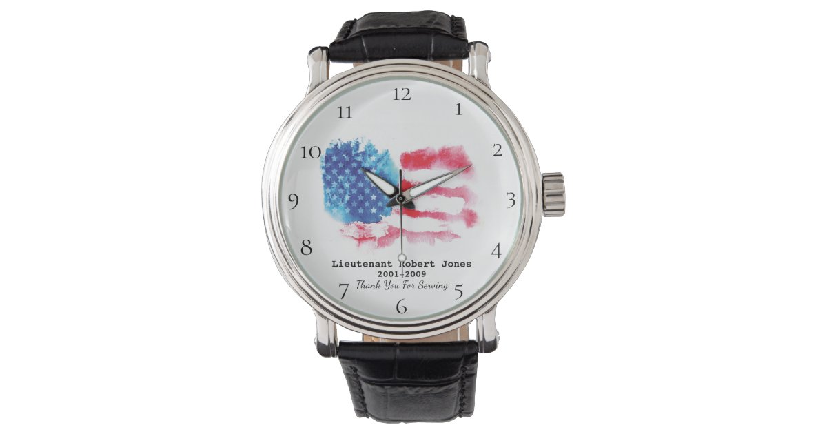 US Flag Military Veteran Red White Blue Watch | Zazzle