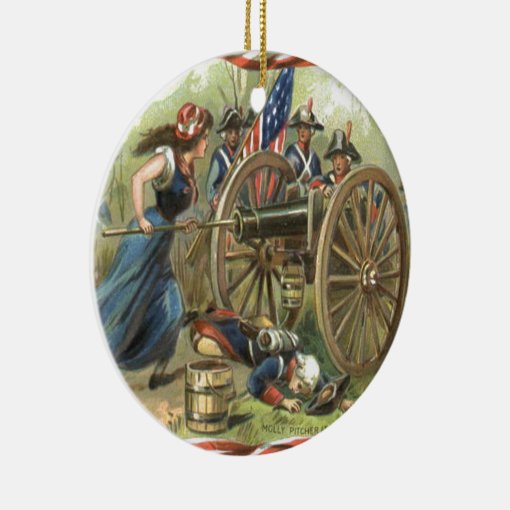 Us Flag Molly Pitcher Cannon Ceramic Ornament Zazzle