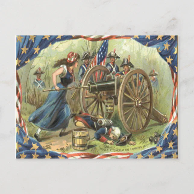 US Flag Molly Pitcher Cannon Postcard | Zazzle