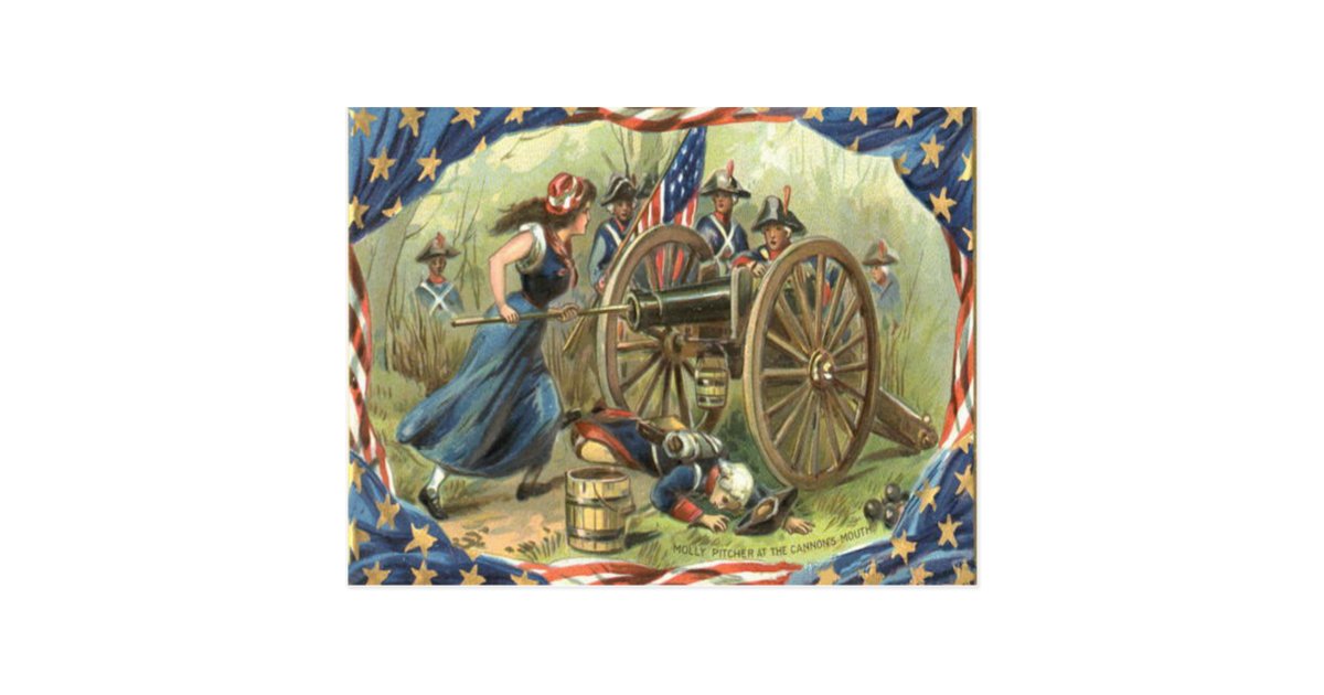 US Flag Molly Pitcher Cannon Postcard | Zazzle.com
