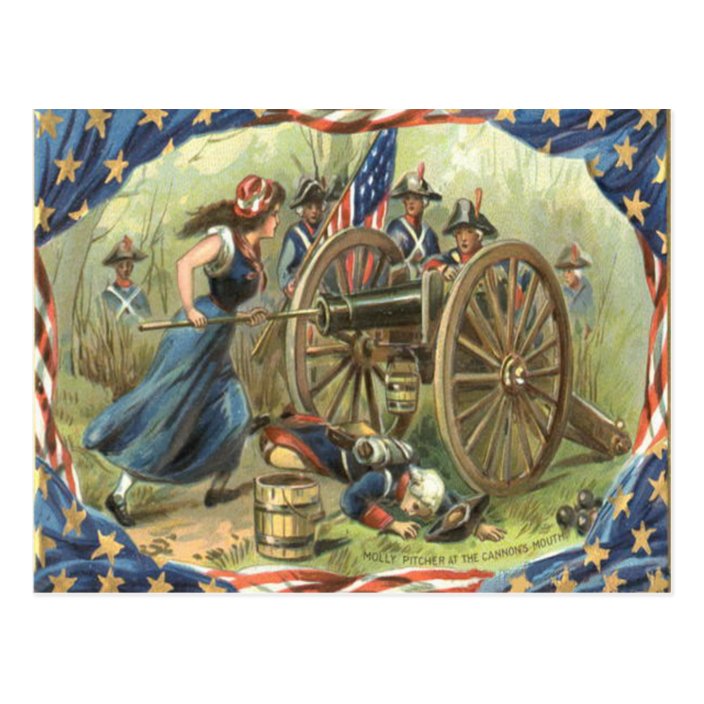 US Flag Molly Pitcher Cannon Postcard | Zazzle.com