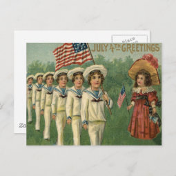 US Flag Parade Navy Uniform 4th of July Postcard | Zazzle