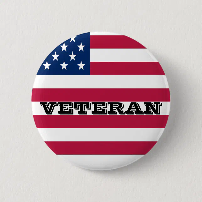 US Flag Patriotic Veteran USA Pin Button | Zazzle