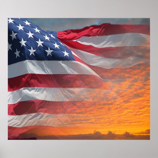 US Flag Sunrise Poster | Zazzle.com