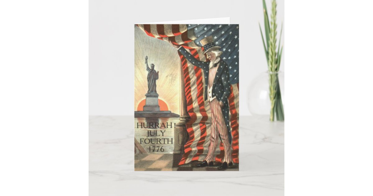 US Flag Uncle Sam Statue of Liberty Card | Zazzle