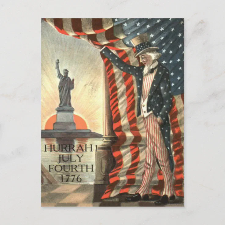 US Flag Uncle Sam Statue of Liberty Postcard | Zazzle