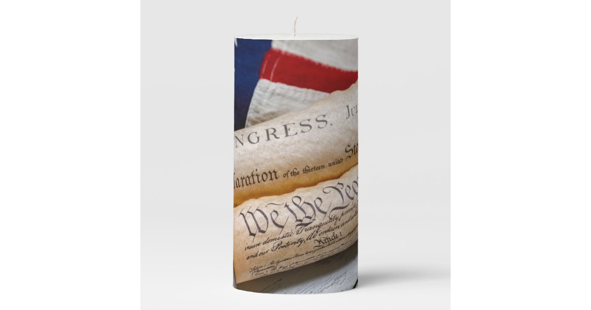 US Founding Documents Pillar Candle | Zazzle