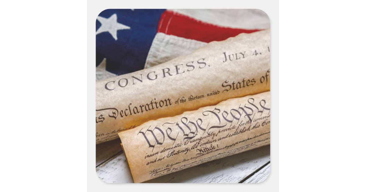 US Founding Documents Square Sticker | Zazzle