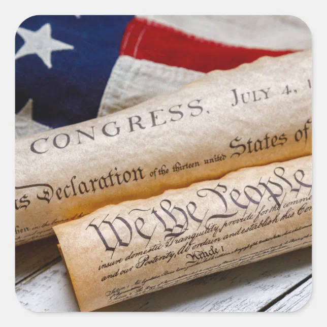 US Founding Documents Square Sticker | Zazzle
