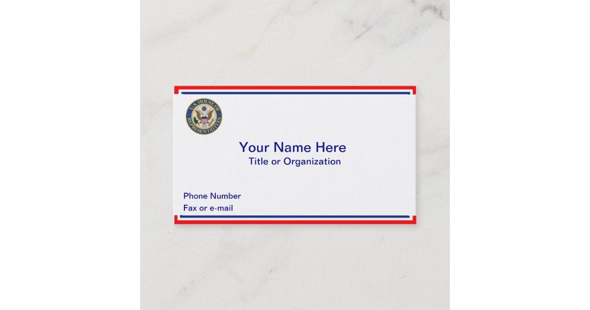 US House of Representatives Business Card | Zazzle