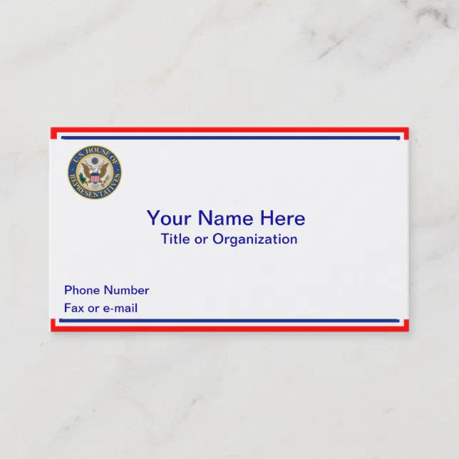 US House of Representatives Business Card | Zazzle