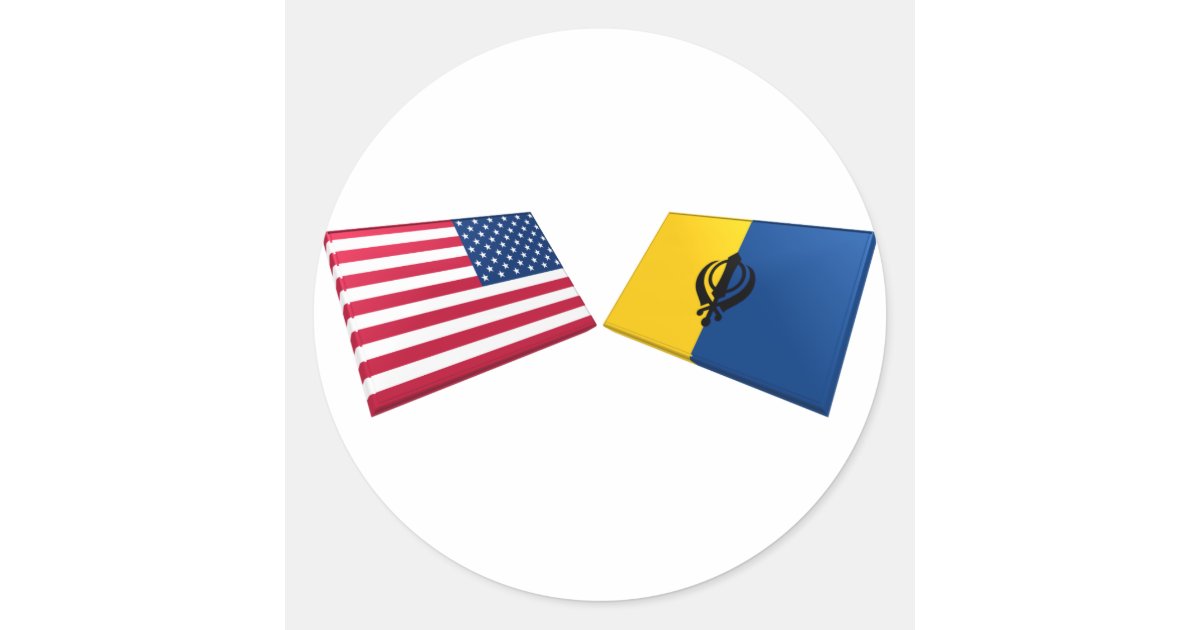 US & Khalistan Flags Classic Round Sticker | Zazzle
