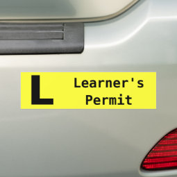 US learner's permit new L driver yellow Bumper Sticker | Zazzle