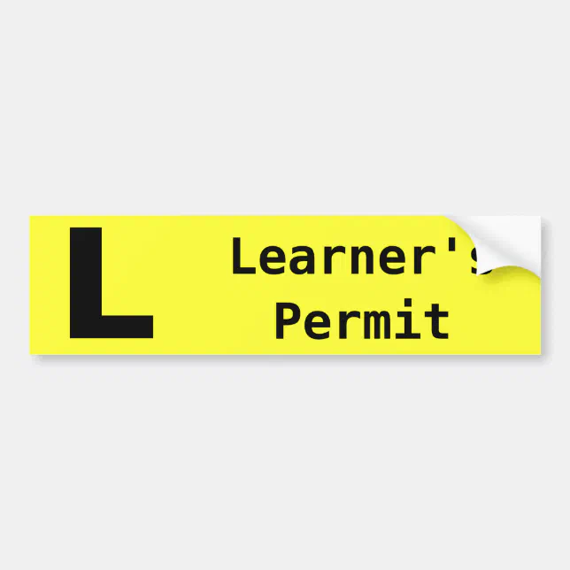 US learner's permit new L driver yellow Bumper Sticker | Zazzle