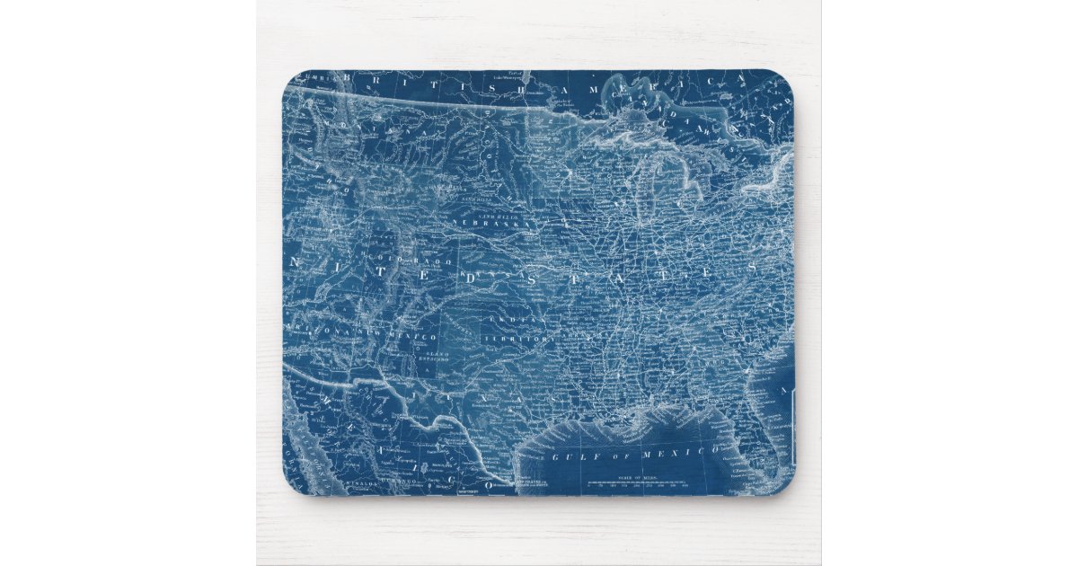 US Map Blueprint Mouse Pad | Zazzle
