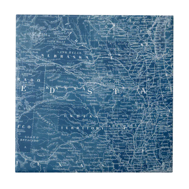 US Map Blueprint Tile | Zazzle