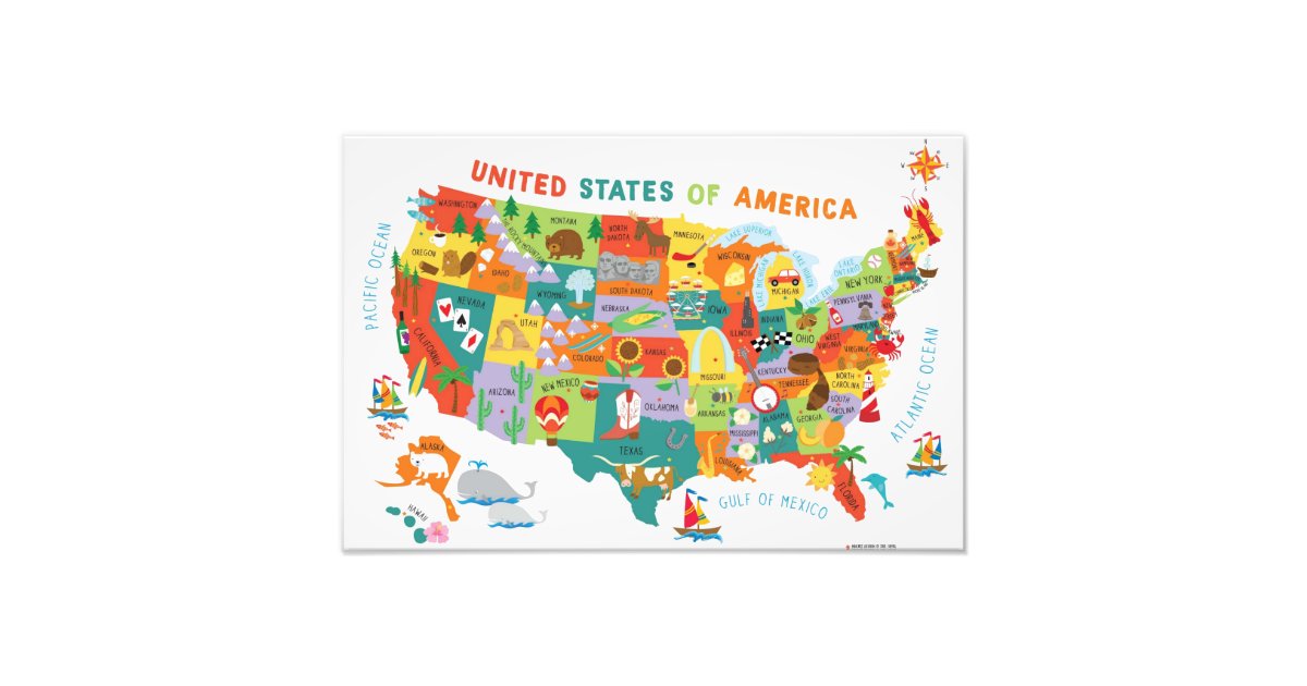 US Map for Kids Photo Print | Zazzle