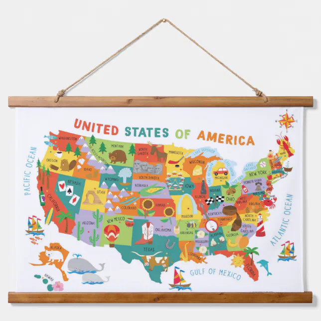US Map for Kids Wall Hanging Tapestry | Zazzle