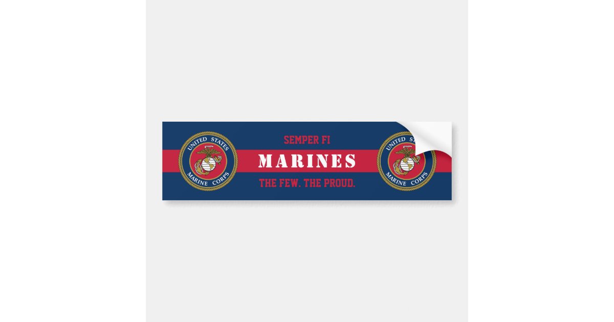 US Marine Corps - Blue Red Stripe Bumper Sticker | Zazzle