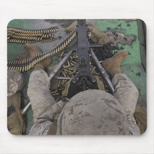 US Marine fires an M2 50-caliber machine gun Mouse Pad | Zazzle.com