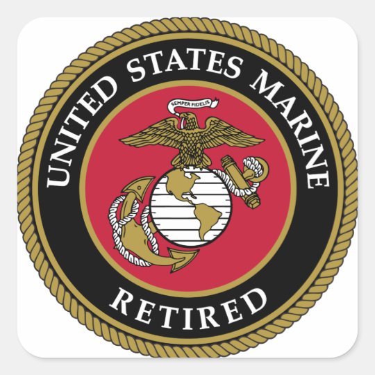 US Marine Retired Black Square Sticker | Zazzle.com