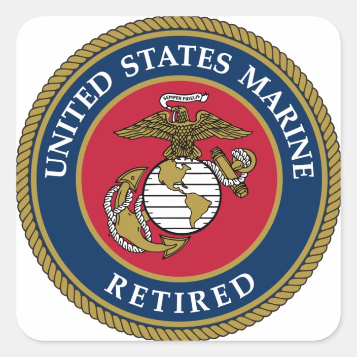 US Marine Retired Blue Square Sticker | Zazzle.com