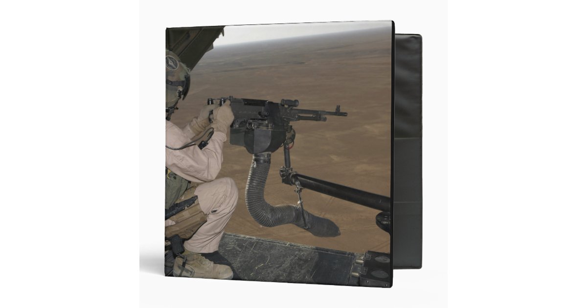 US Marine test firing an M240 heavy machine gun 3 Ring Binder | Zazzle