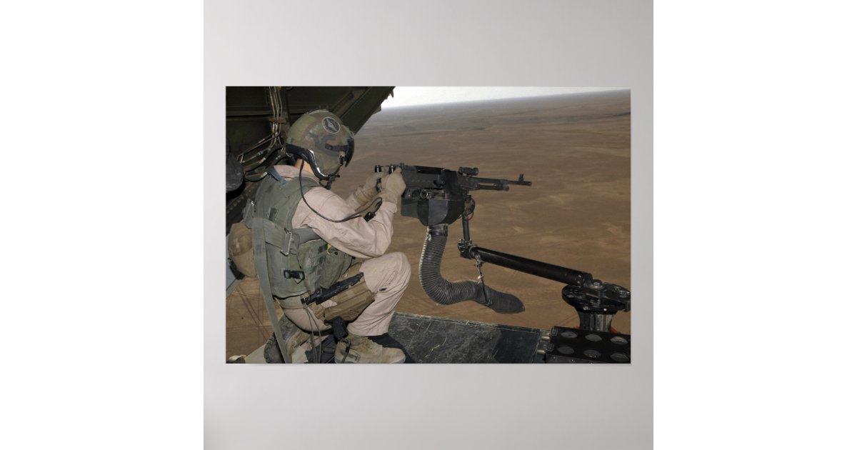 US Marine test firing an M240 heavy machine gun Poster | Zazzle