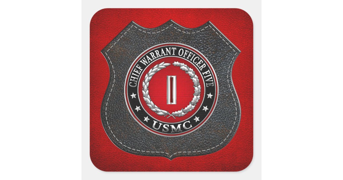 US Marines: Chief Warrant Five (USMC CWO-5) [3D] Square Sticker | Zazzle