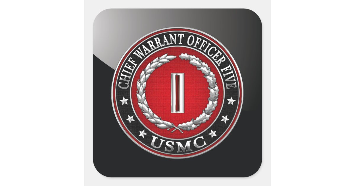 US Marines: Chief Warrant Five (USMC CWO-5) [3D] Square Sticker | Zazzle