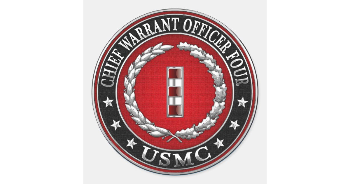 US Marines: Chief Warrant Four (USMC CWO-4) [3D] Classic Round Sticker ...