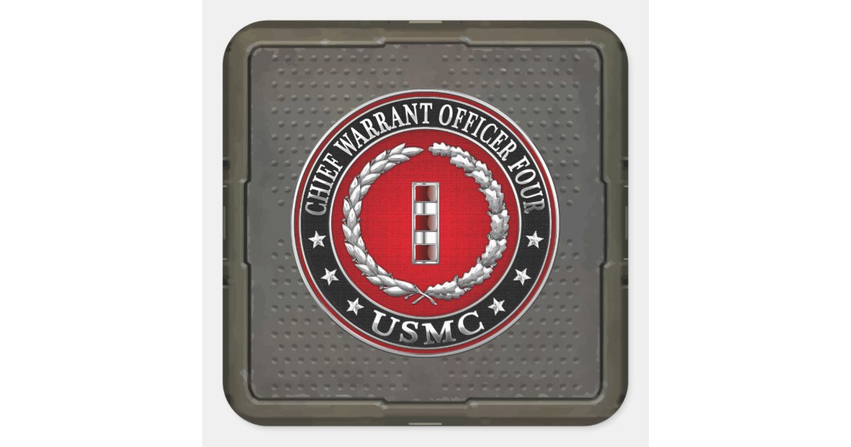 US Marines: Chief Warrant Four (USMC CWO-4) [3D] Square Sticker | Zazzle