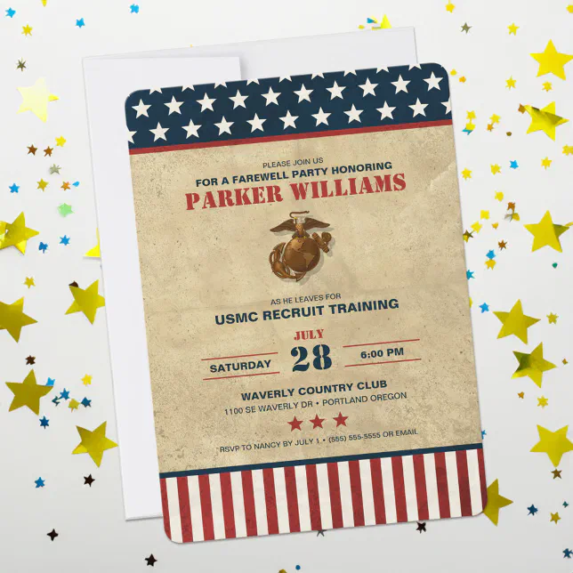 US Marines Corps Farewell Party - Recruit Training Invitation | Zazzle