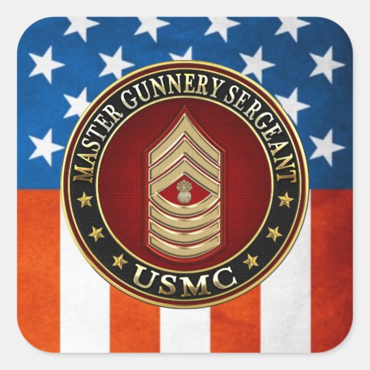 US Marines: Master Gunnery Sergeant (USMC MGySgt) Square Sticker ...