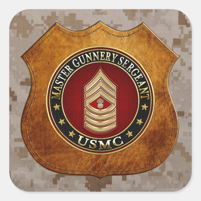 US Marines: Master Gunnery Sergeant (USMC MGySgt) Square Sticker ...