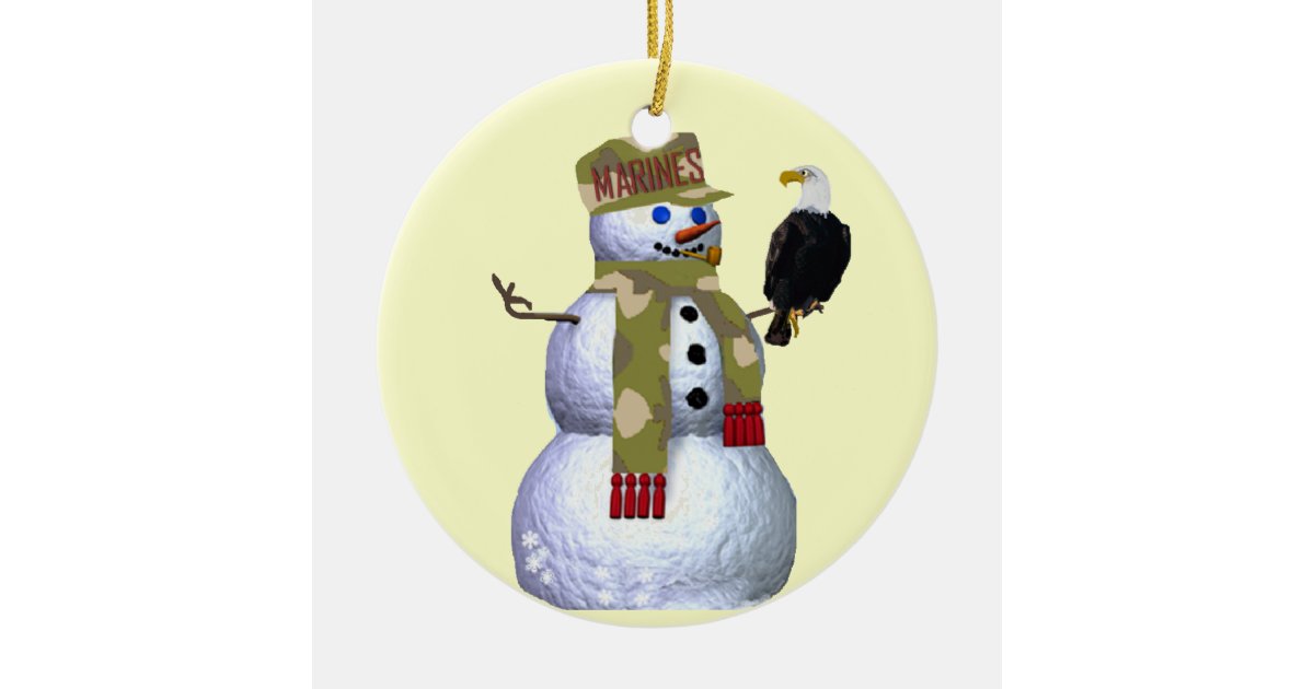 US Marines Snowman Ornament | Zazzle