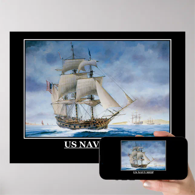 US Navy Sailing Ship Vintage Poster | Zazzle