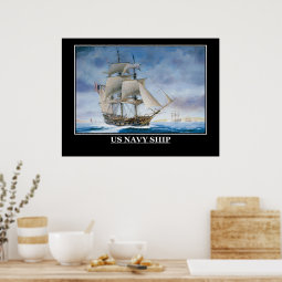 US Navy Sailing Ship Vintage Poster | Zazzle
