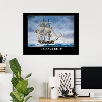 US Navy Sailing Ship Vintage Poster | Zazzle
