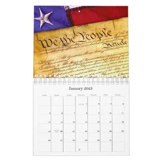 US Patriotic Calendar | Editable Year Text | Zazzle