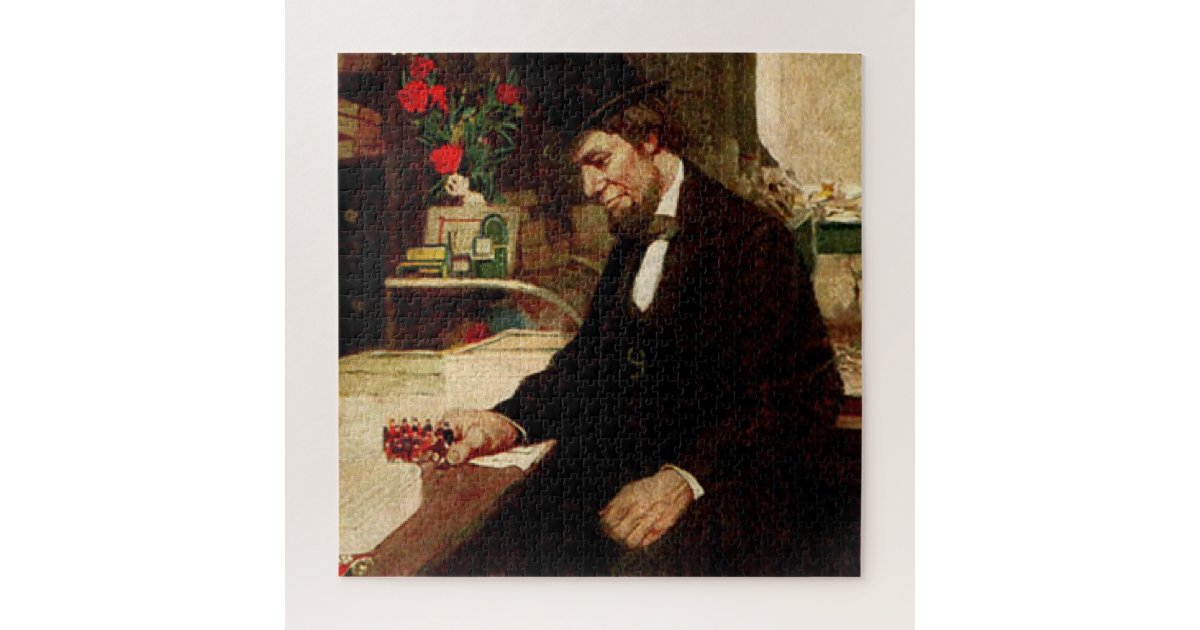 US President Abraham Lincoln at his desk Jigsaw Puzzle | Zazzle