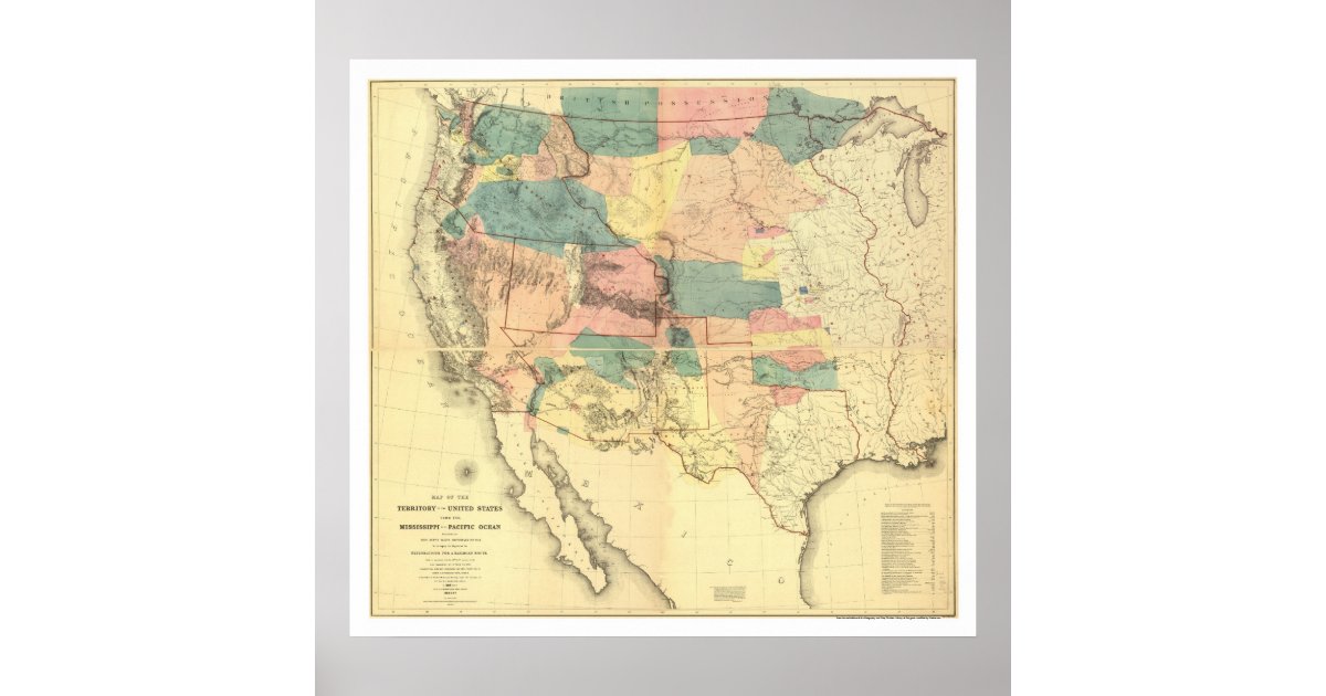 US Railroad Survey Map 1858 Poster | Zazzle