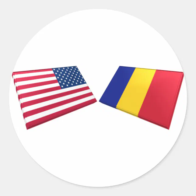 US & Romanian Flags Classic Round Sticker | Zazzle