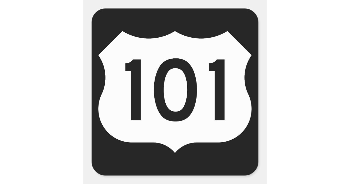 US Route 101 Sign Square Sticker | Zazzle