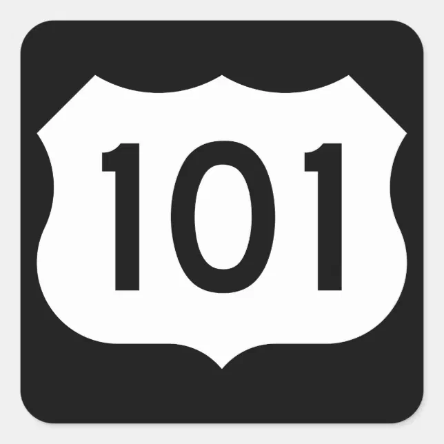 US Route 101 Sign Square Sticker | Zazzle
