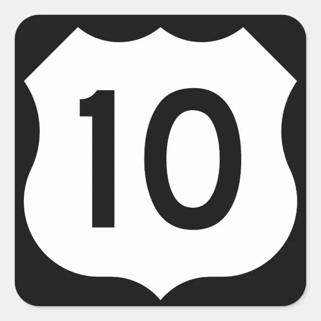 US Route 10 Sign Square Sticker | Zazzle