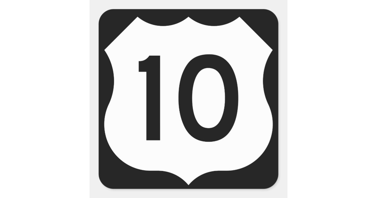 US Route 10 Sign Square Sticker | Zazzle
