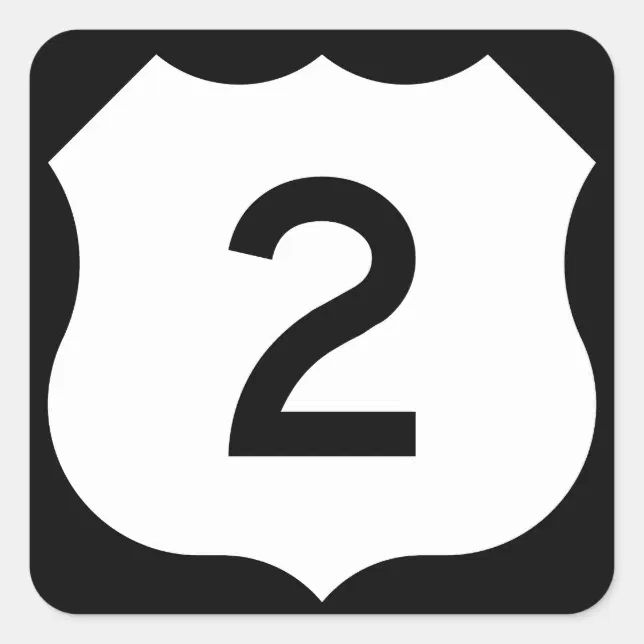 US Route 2 Sign Square Sticker | Zazzle