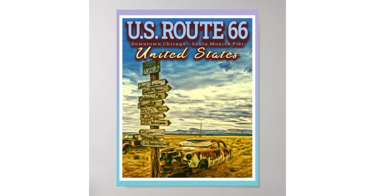 US ROUTE 66 - THE MOST FAMOUS ROADS IN THE USA POSTER | Zazzle