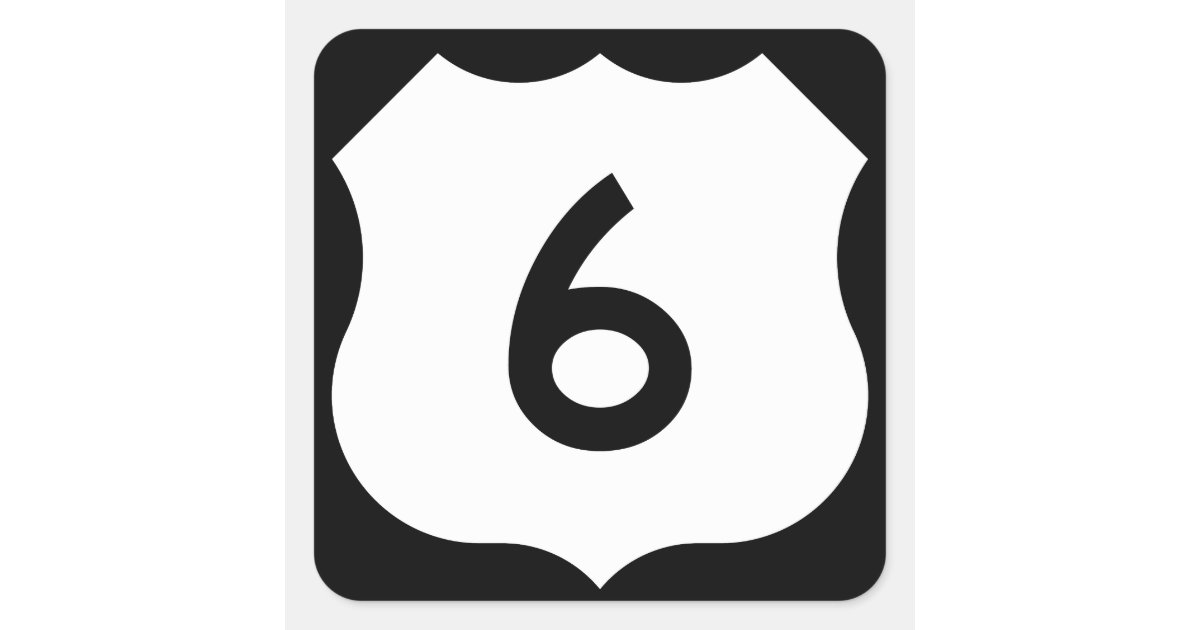 US Route 6 Sign Square Sticker | Zazzle